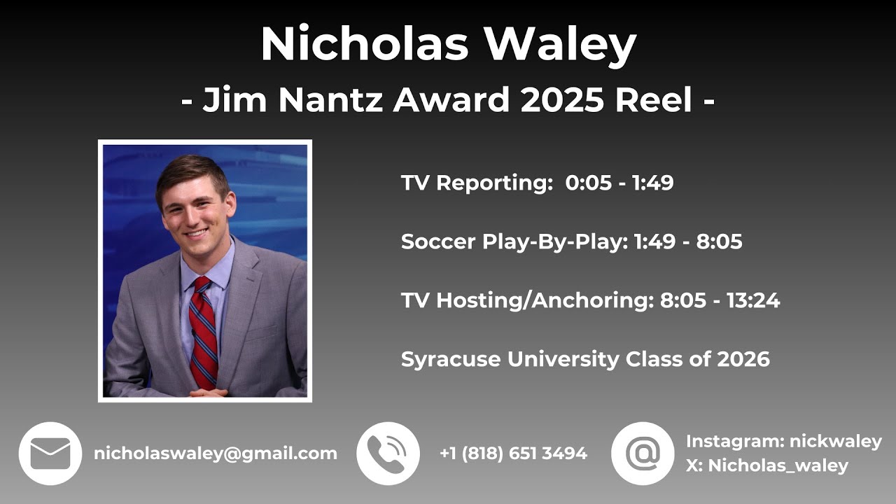 Nicholas Waley - Jim Nantz Award 2025 Reel - YouTube