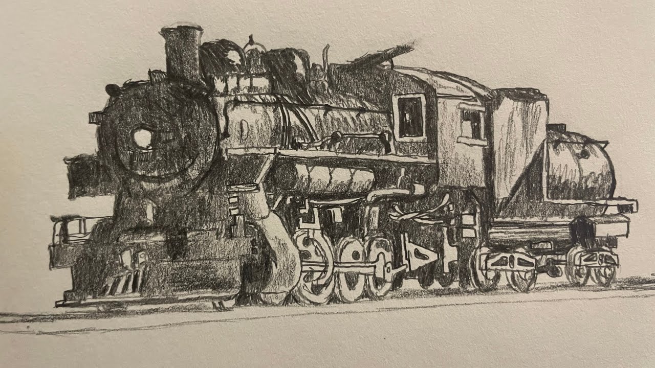 Steam Train Drawing Tutorial - YouTube