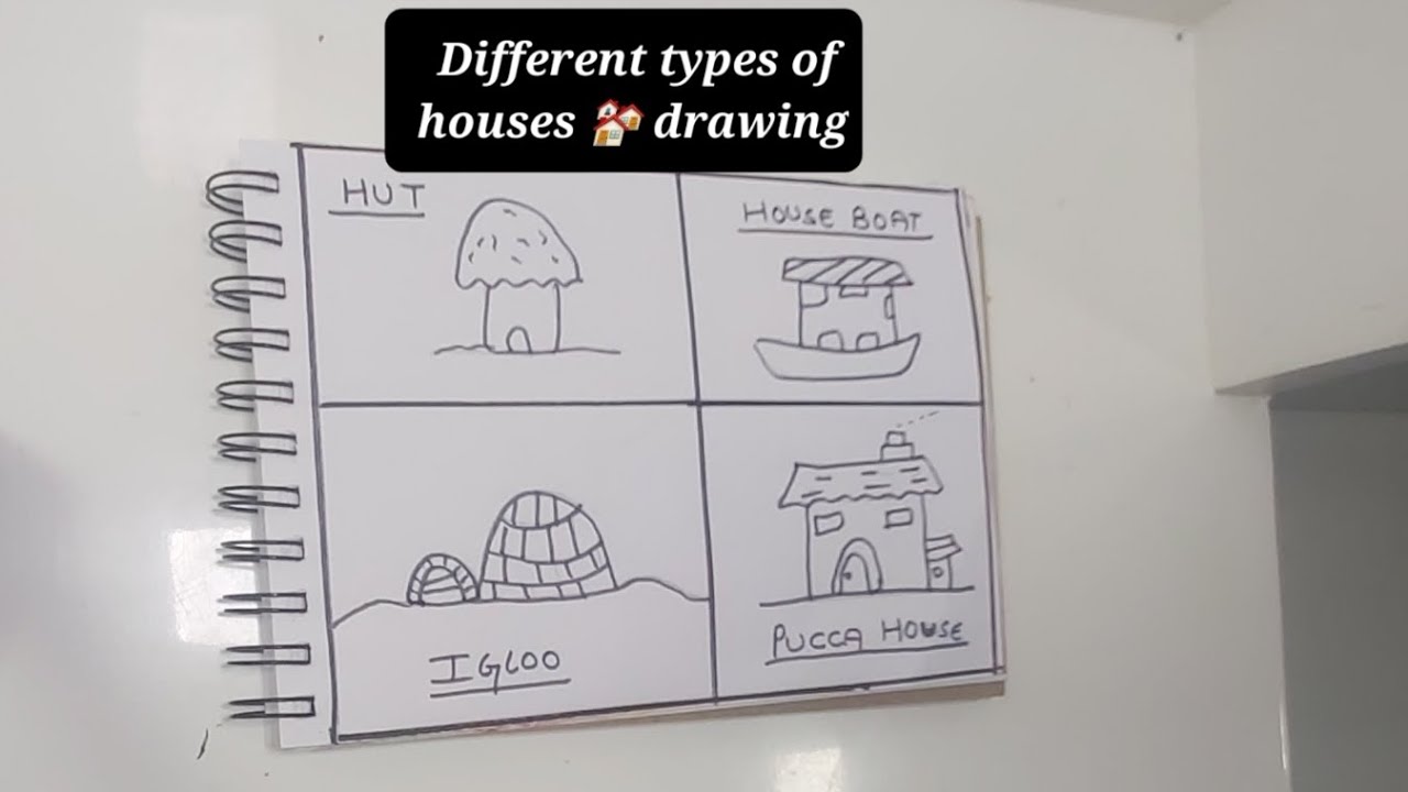 DIFFERENT TYPES OF HOUSES 🏘 DRAWING || LET'S DRAW DIFFERENT TYPES OF ...