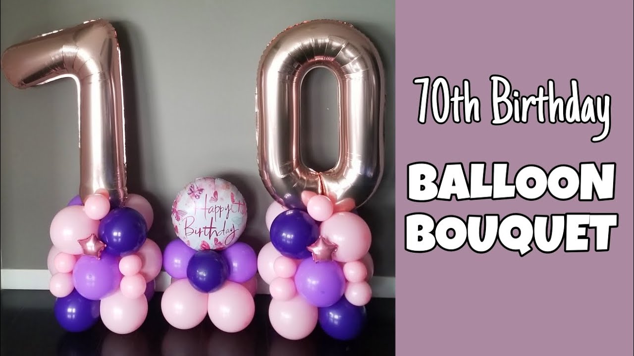 Easy DIY 70th Birthday Balloon Bouquet Set Tutorial 💜 - YouTube