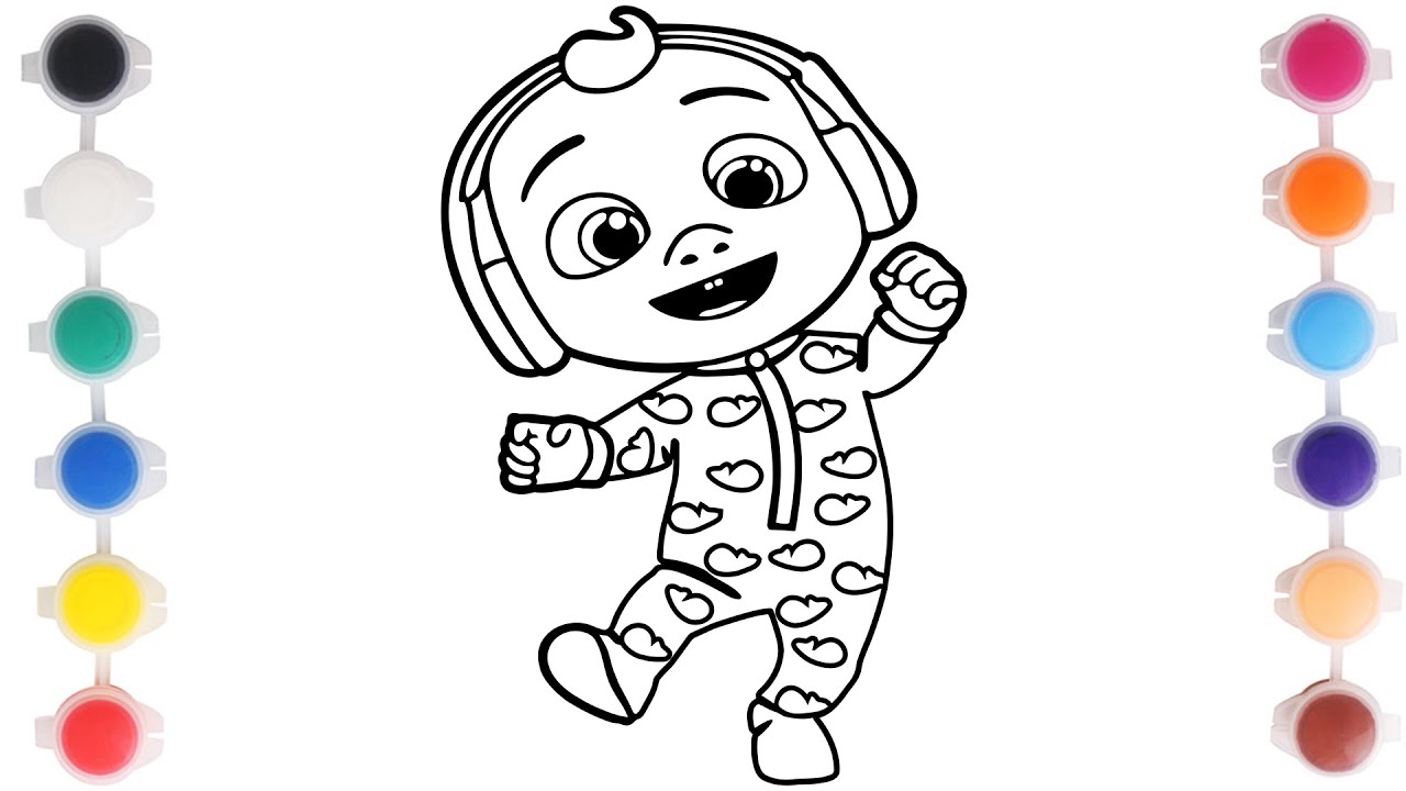 How to Color Baby JJ Cocomelon Acrylic Painting Coloring Book with Kids ...