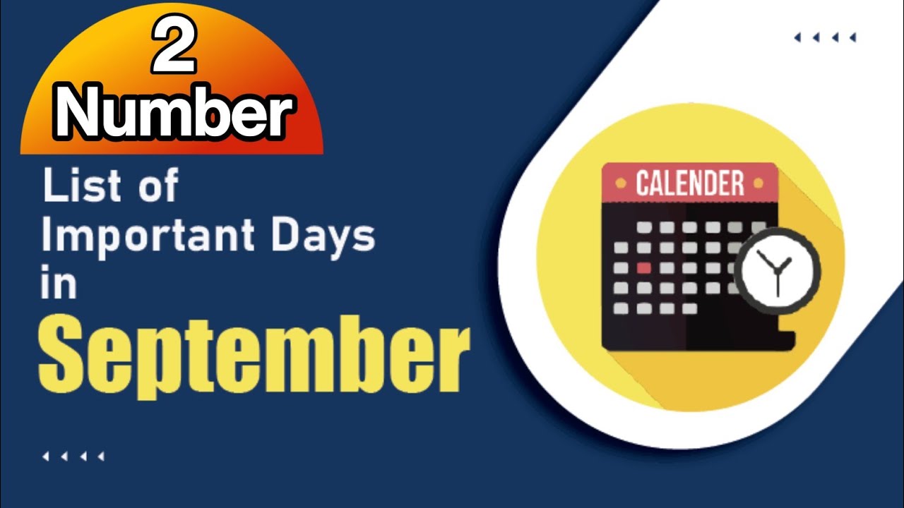 Important Days of September 2022 | सितंबर के राष्ट्रीय और ...