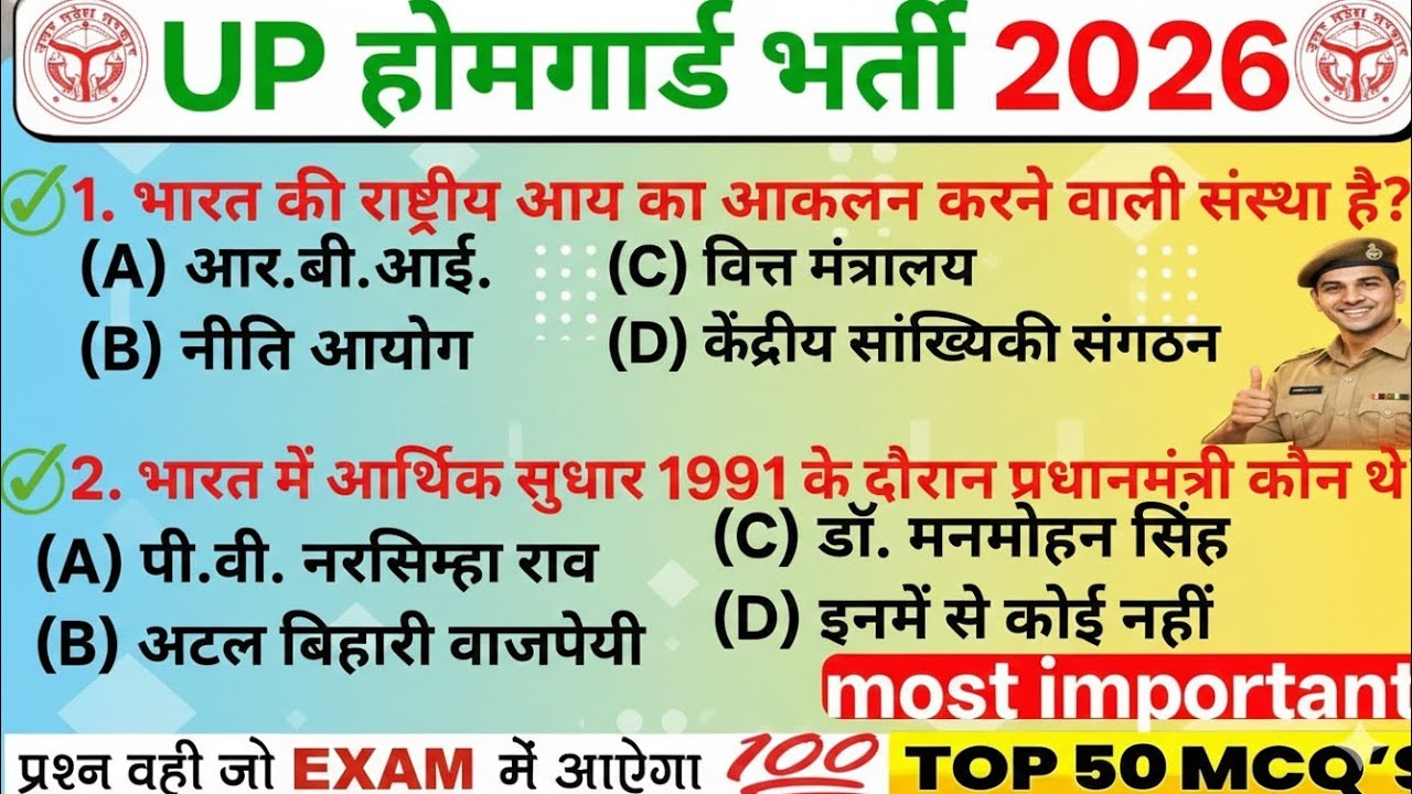 UP Home Guard 2026 GK Complete video|Most Important GK MCQ Exam में आने ...