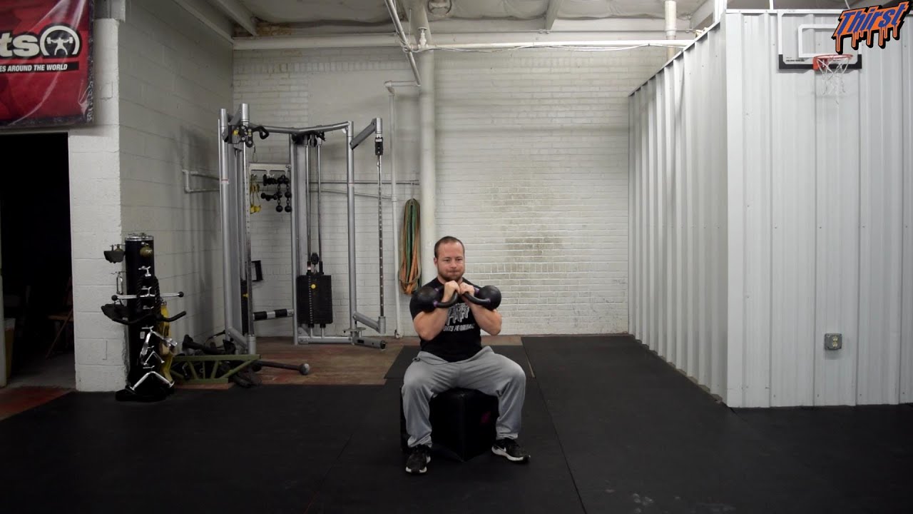 Double KB Front Rack Goblet Box Squat - THIRSTgym.com - YouTube