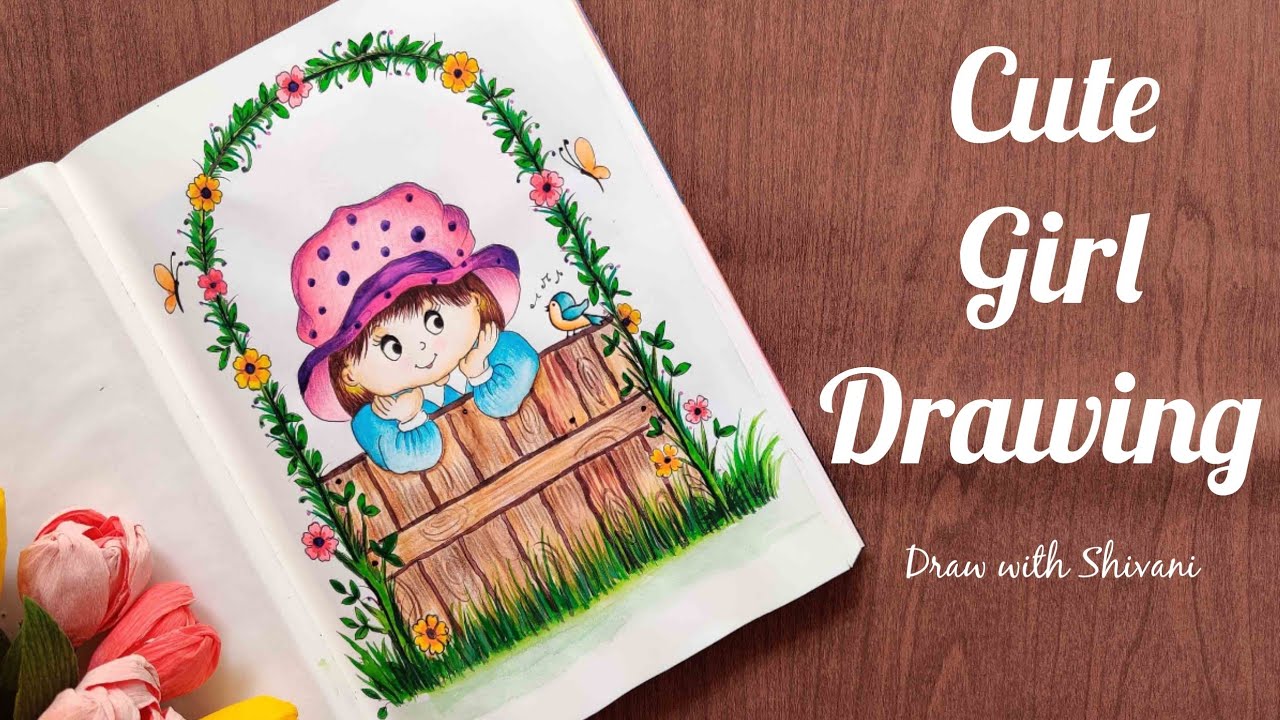 Cute Girl Drawing using Water Colors/ Easy Drawing for Beginners - YouTube