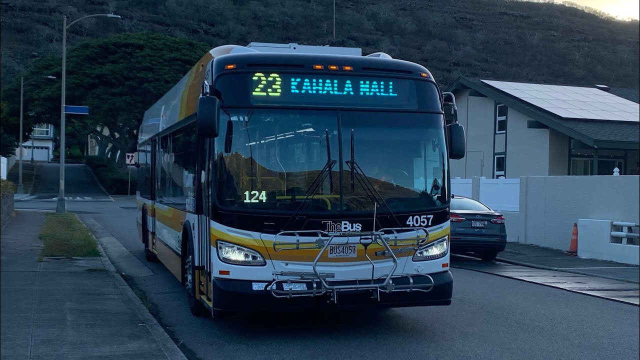 Honolulu TheBus Route 23-Kahala Mall Bus #4057 (BRAND NEW BUS) - YouTube