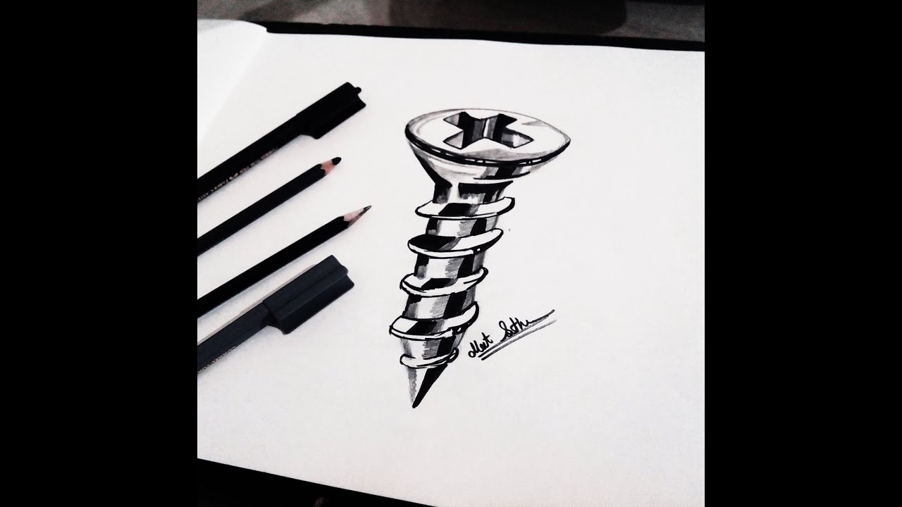 ||Realistically Screw drawing|| - YouTube