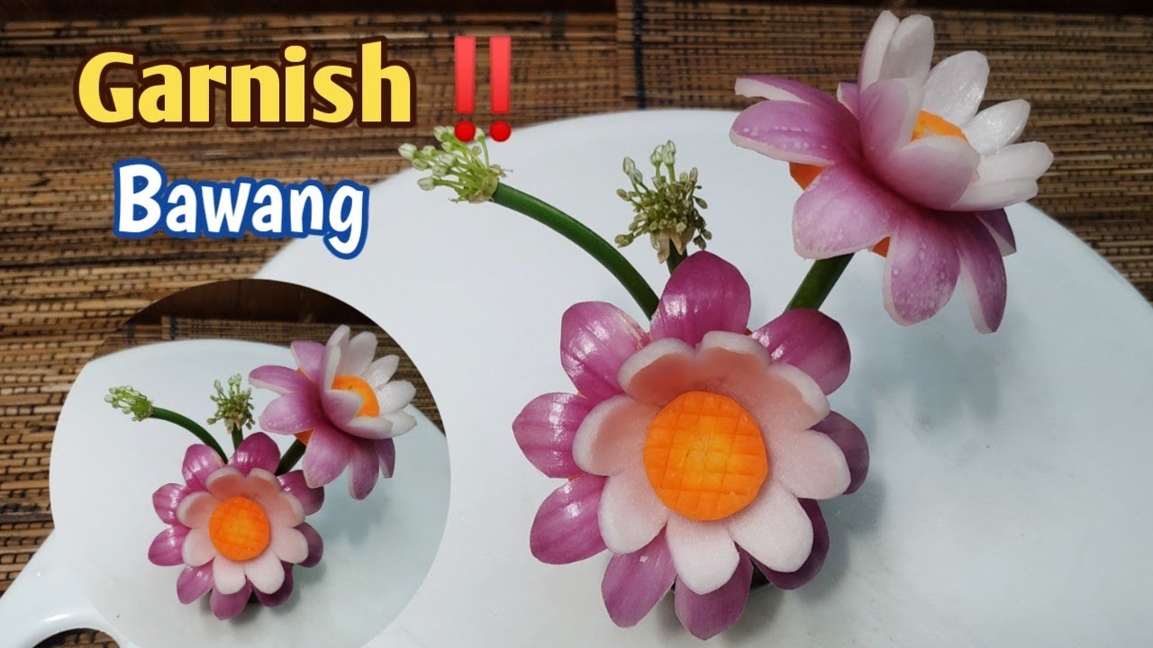 GARNISH BAWANG WORTEL‼️ HIASAN TUMPENG//ONION FLOWER GARNISH - YouTube