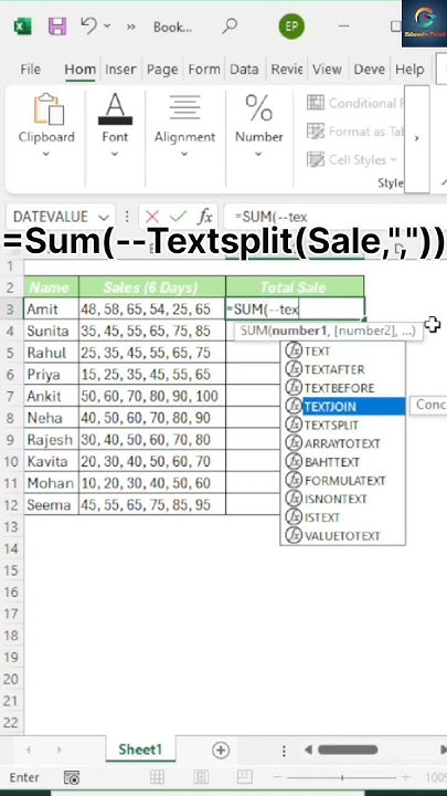 How to Sum With Textsplit( ) Function in Excel #shortsvideo #excel #excelformula #tipsandtricks ...