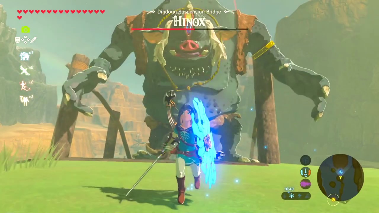 The Legend of Zelda: Breath of the Wild - (Fighting a Blue Hinox) - YouTube