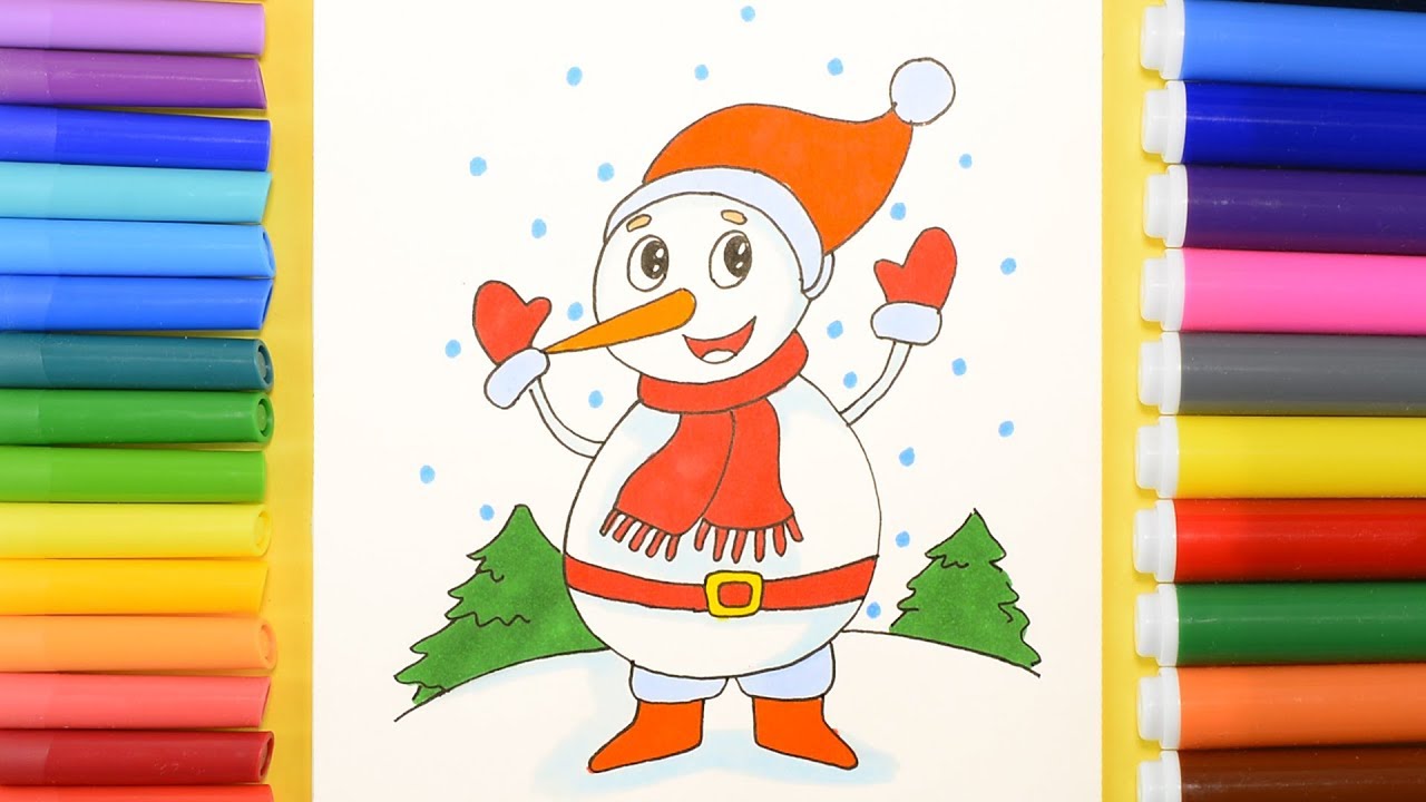 How to Draw Cartoon Snowman Easy - YouTube
