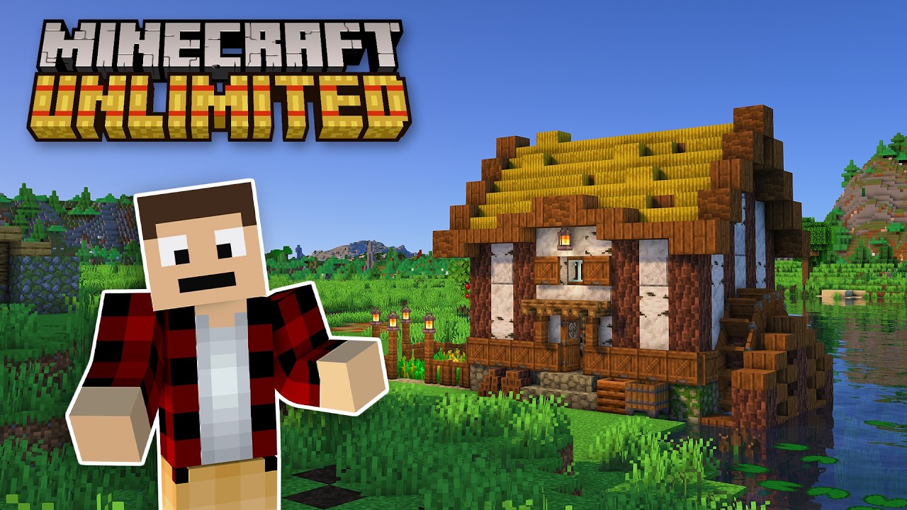 Making a WATER WHEEL Starter House with Create in Minecraft: Unlimited ...