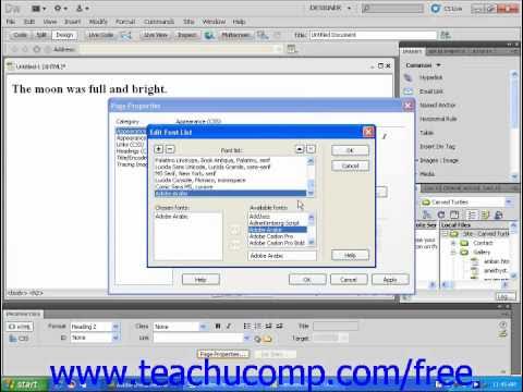 Dreamweaver CS5 Tutorial Using Custom Fonts Adobe Training Lesson 3.8 - YouTube