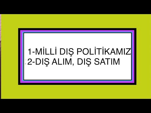 7. Ünite: Milli Dış Politikamız- Dış Alım, Dış Satım-Konu Anlatımı