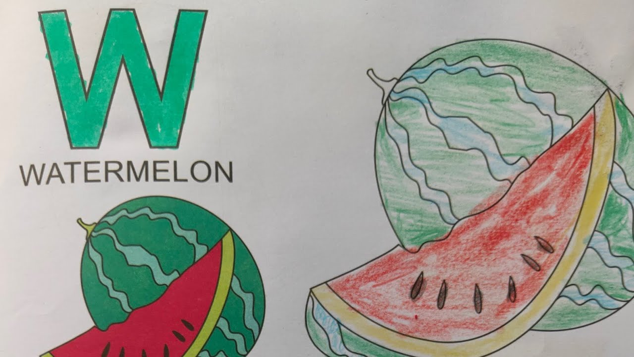 ABCD A for Apple W for watermelon 🍉🍉# How to Drawing #kidssong - YouTube