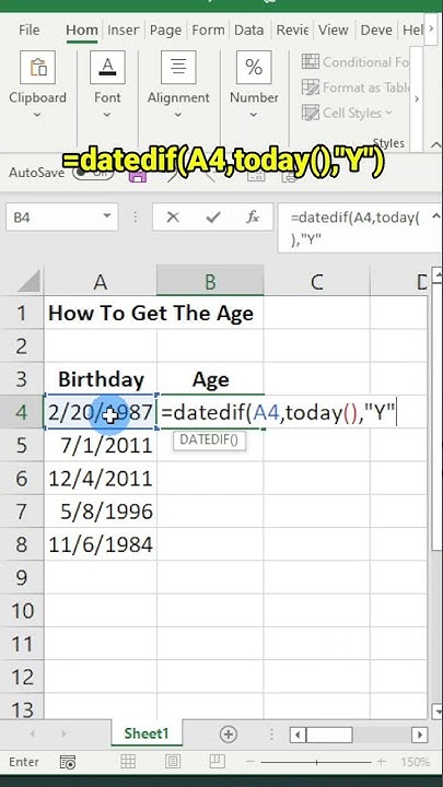 Excel Tutorial On How To Compute Age If Birthday Or Birthdate Is Given ...