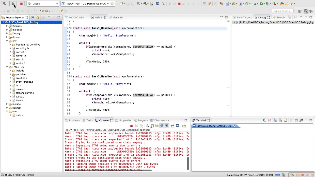 Using FreeRTOS on SiFive RISC-V microcontroller - YouTube