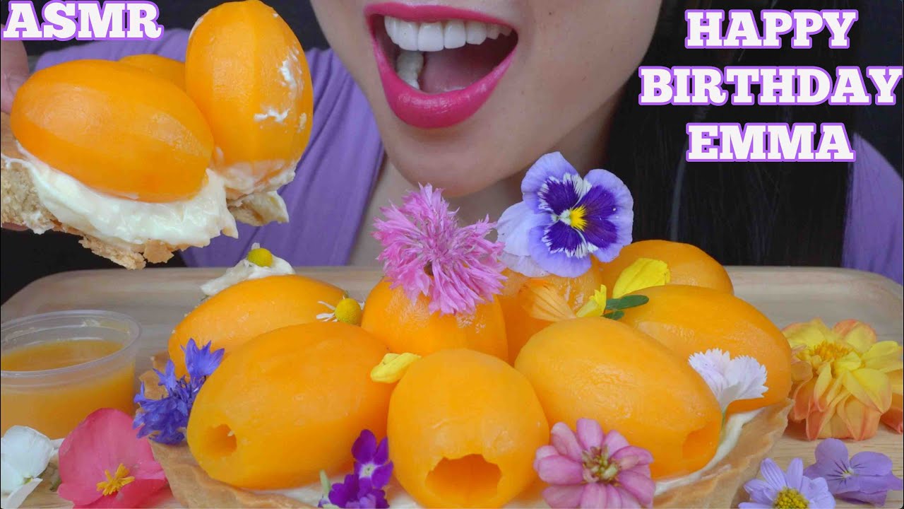 ASMR HAPPY BIRTHDAY EMMA (THAI FRUIT CAKE EATING SOUNDS) LIGHT WHISPERS ...
