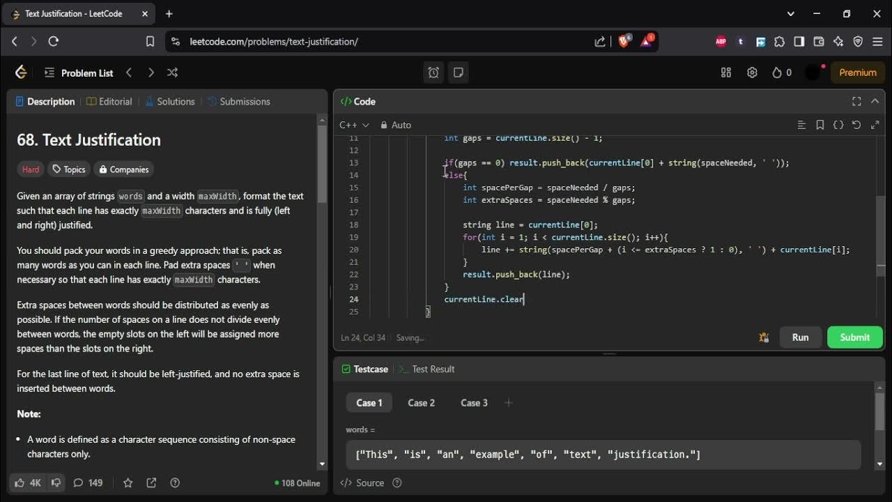 برمجهleetcode-68 - YouTube