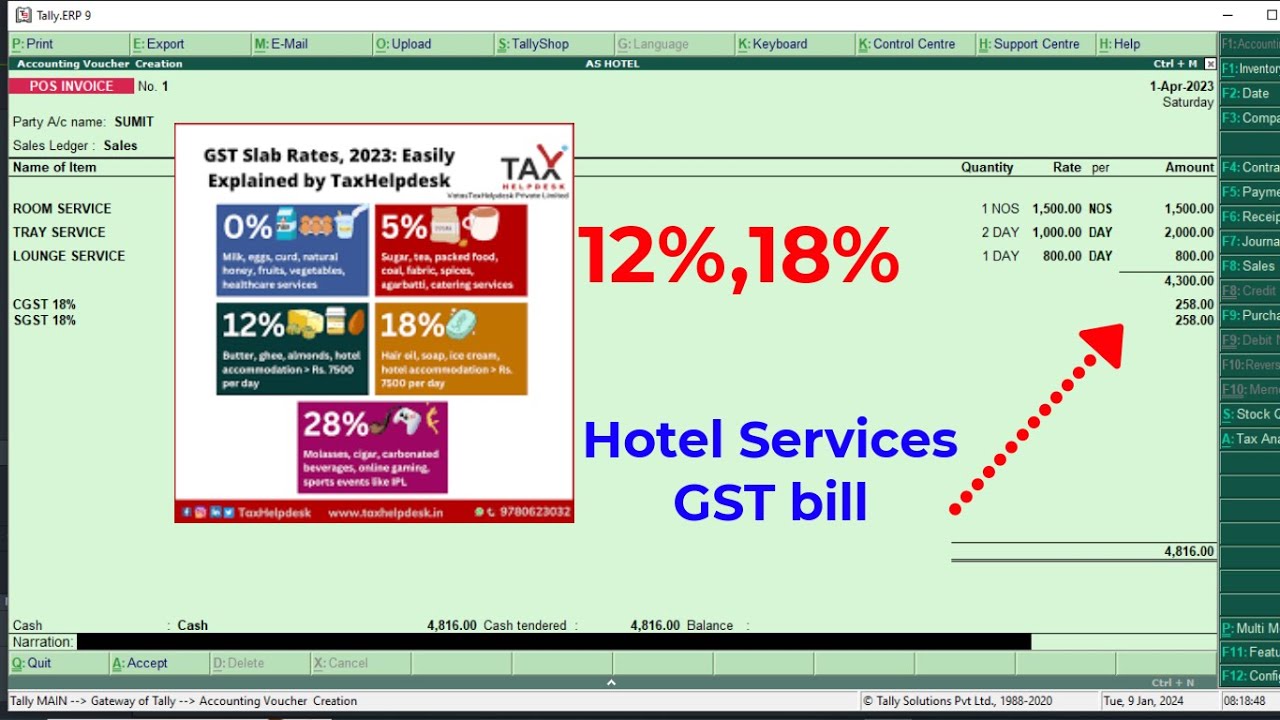 Hotel bill tally hotel gst bill banana sikhe tally erp me youtube best ...