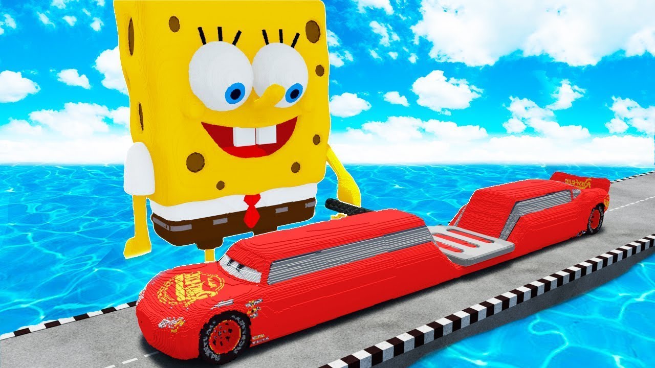 LONG CARS vs SPONGEBOB in Teardown! - YouTube