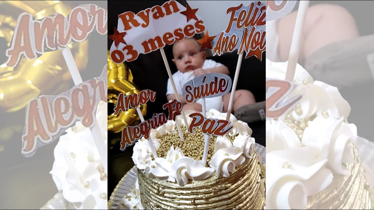 bolo tema Ano Novo mesversario 03 meses do netinho Ryan - YouTube