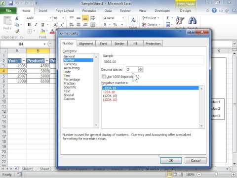 Change the Number Format - Excel 2010 - YouTube