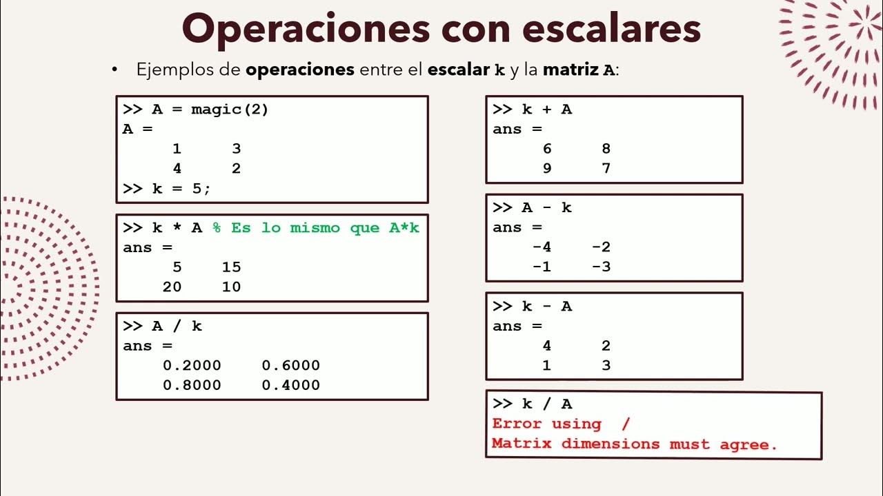 MATLAB: Operaciones de escalares con vectores y matrices - YouTube