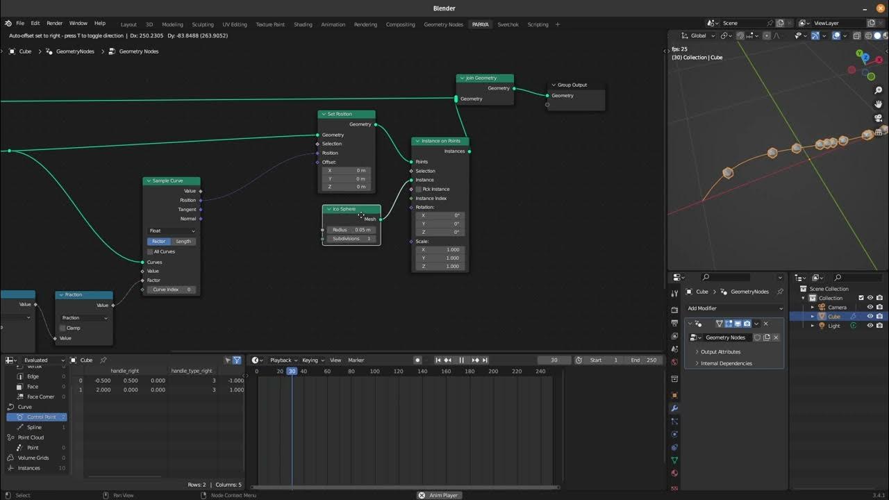 Sample curve : animate points on curve : blender geometry nodes - YouTube