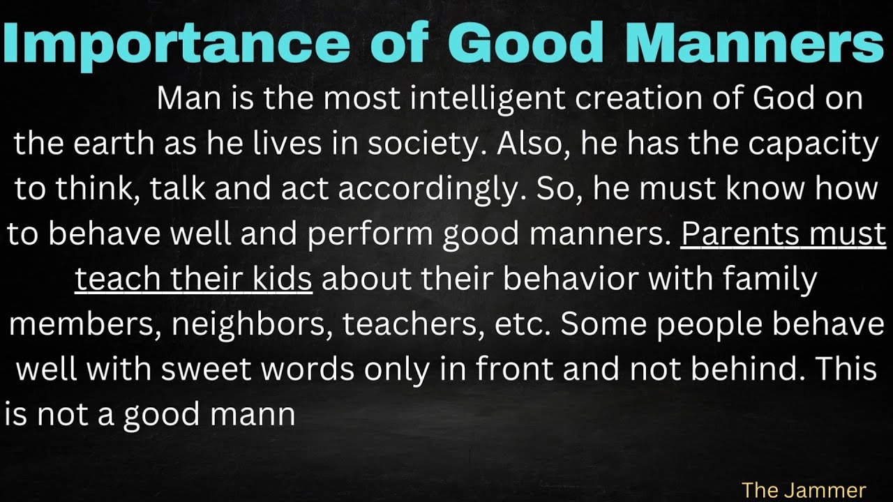 Essay On Importance of Good Manners With Easy Language In English ...