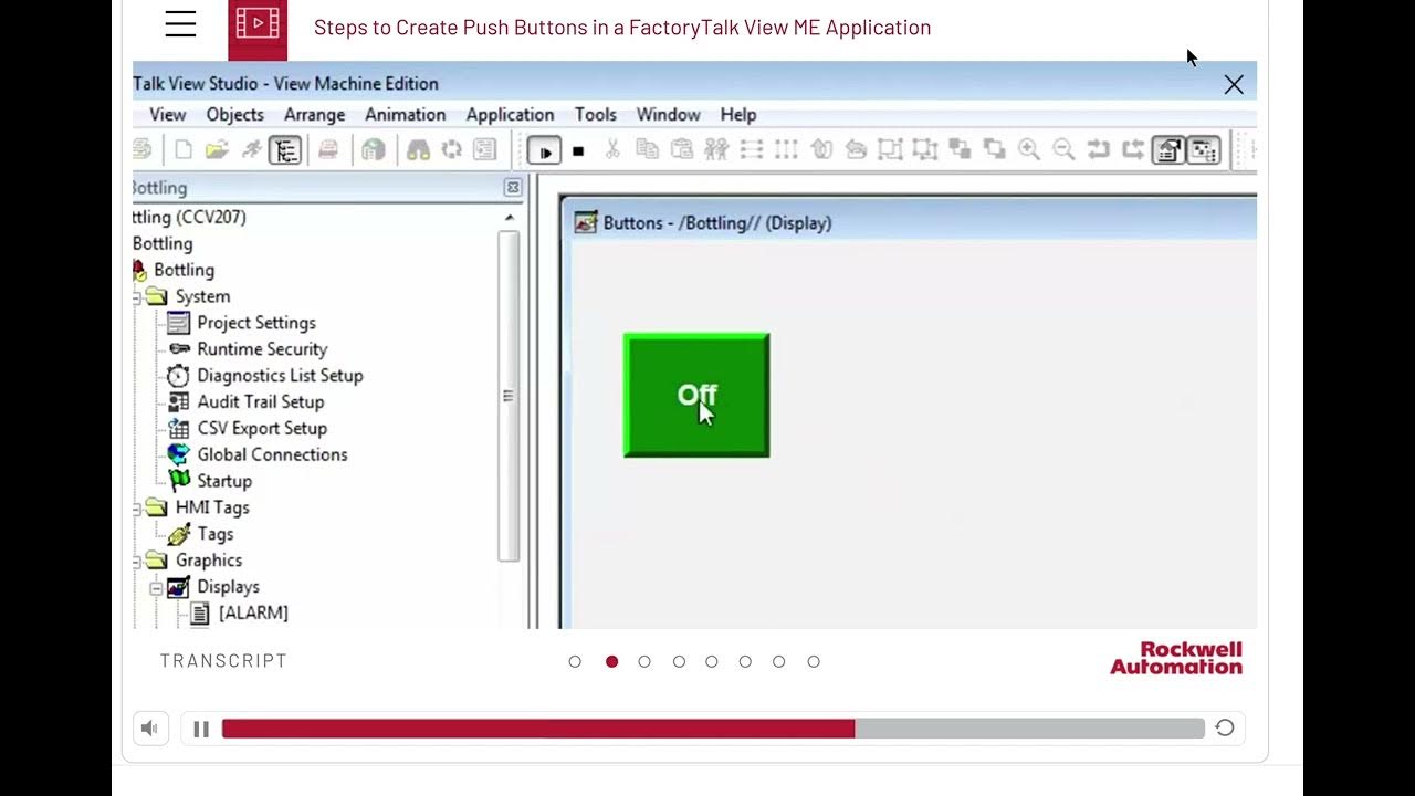 Steps To create Push Buttons In FactoryTalk View ME - YouTube