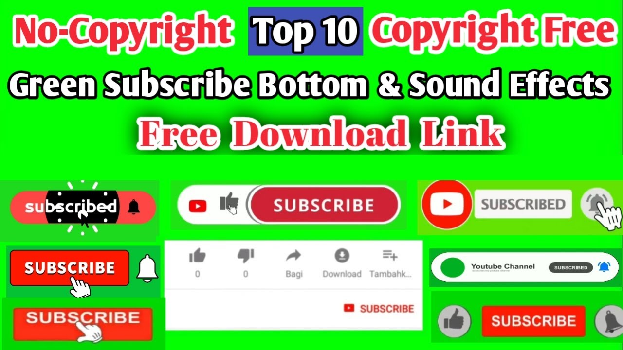 Copyright Free Green Screen Subscribe Bottom & Sound Effects | No ...