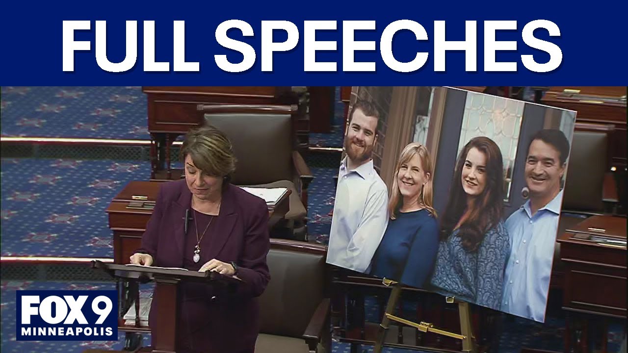 Amy Klouchar, Tina Smith Senate floor speeches honor Melissa and Mark Hortman - YouTube