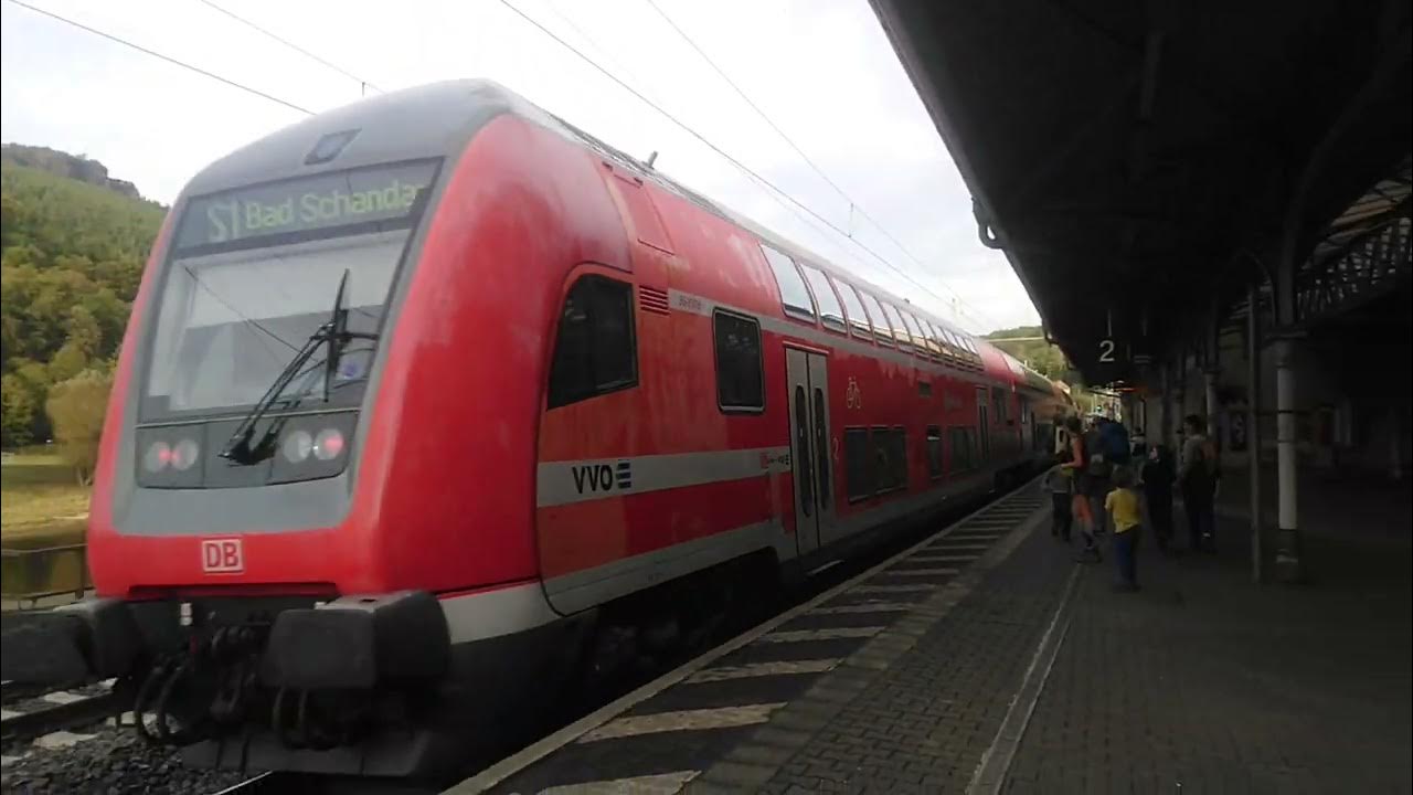 Die Linie S1 der DB fährt in den Bahnhof Königstein ein - YouTube