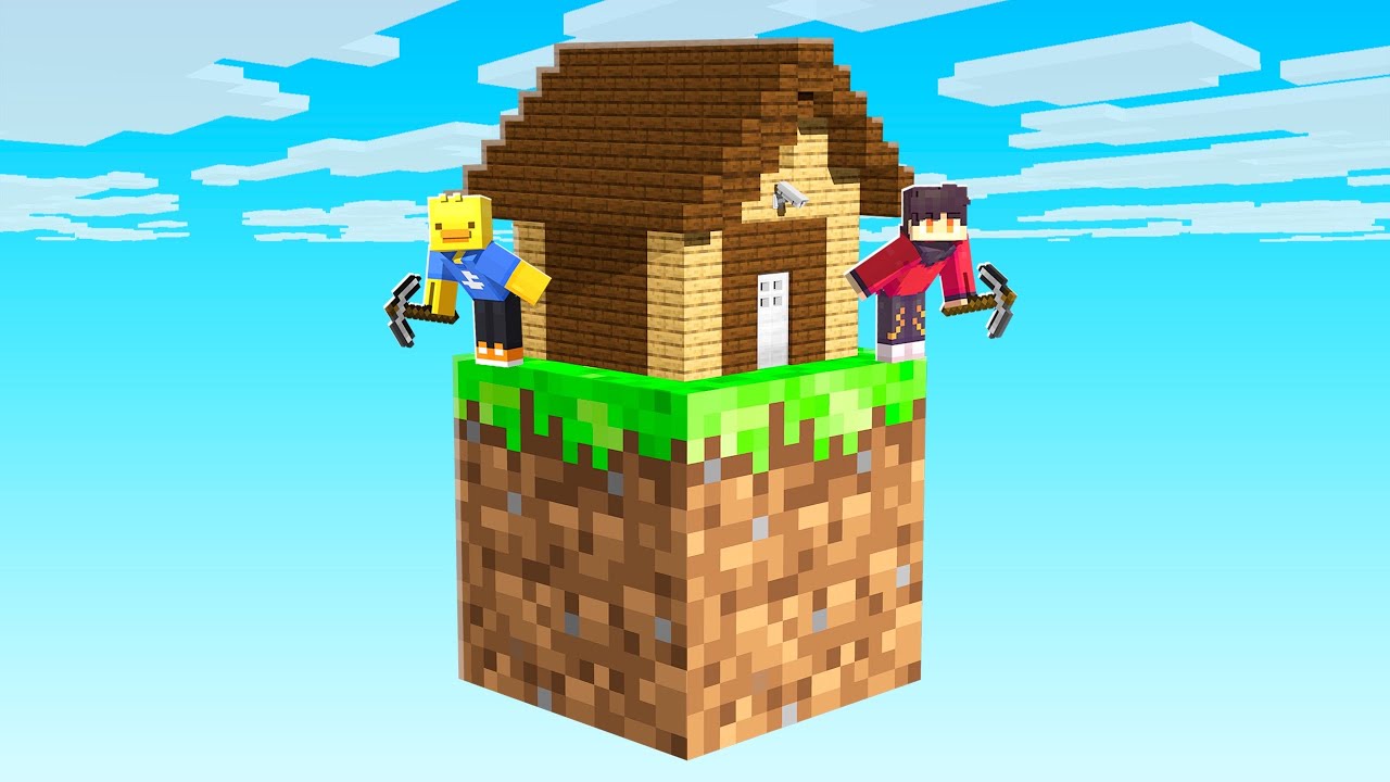 We Built a GIANT HOUSE on ONE BLOCK in Minecraft! - YouTube