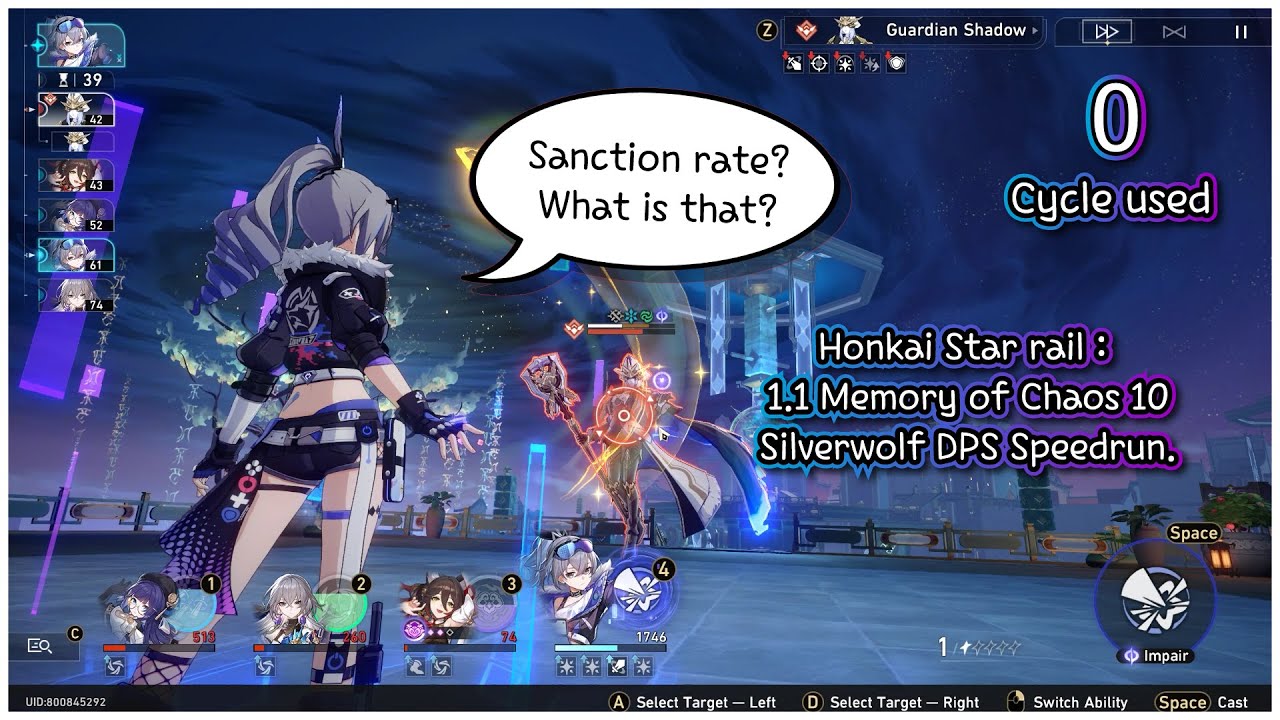 Honkai Star Rail : 1.1 Memory of Chaos Floor 10 Silver Wolf DPS 0 Turn ...
