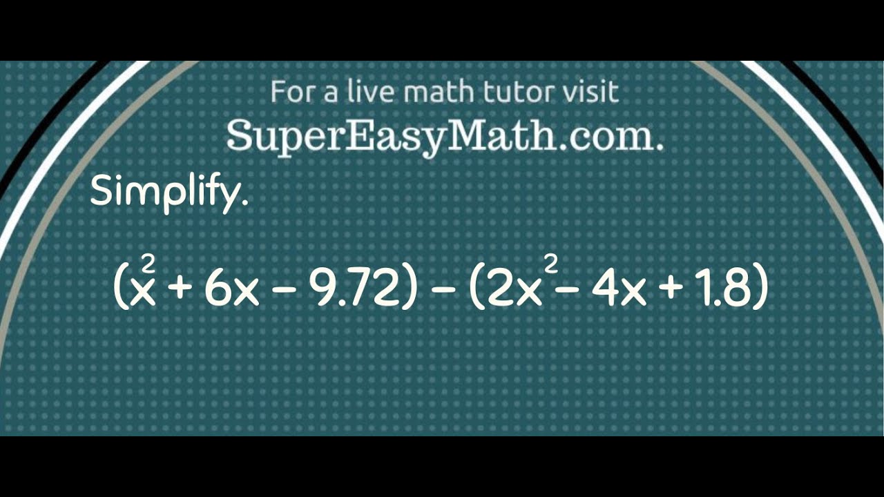 Subtracting Trinomials - YouTube