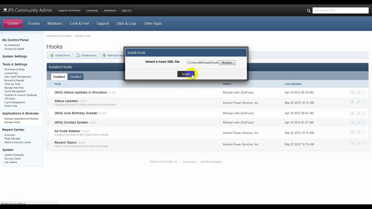 How to install a hook in IP.Board (IPB 3.3.x) - YouTube
