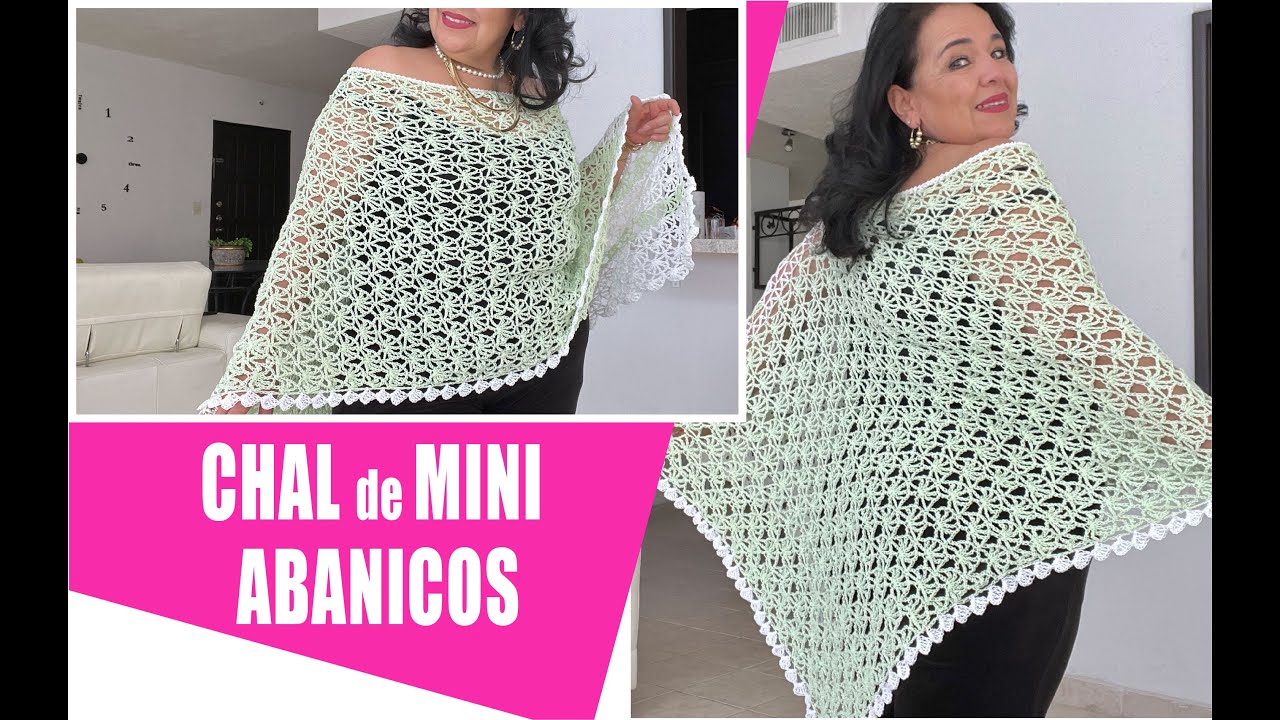 CÓMO TEJER UN CHAL DE MINI ABANICOS EN CROCHET O GANCHO 😍 😍Fácil y Rápido | Yo Tejo con LAURA ...