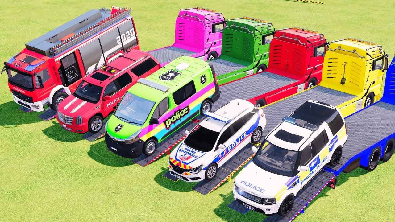 TRANSPORTING MINI HONDA & BIG TESLA & PORSCHE with FLATBED TRAILER ...