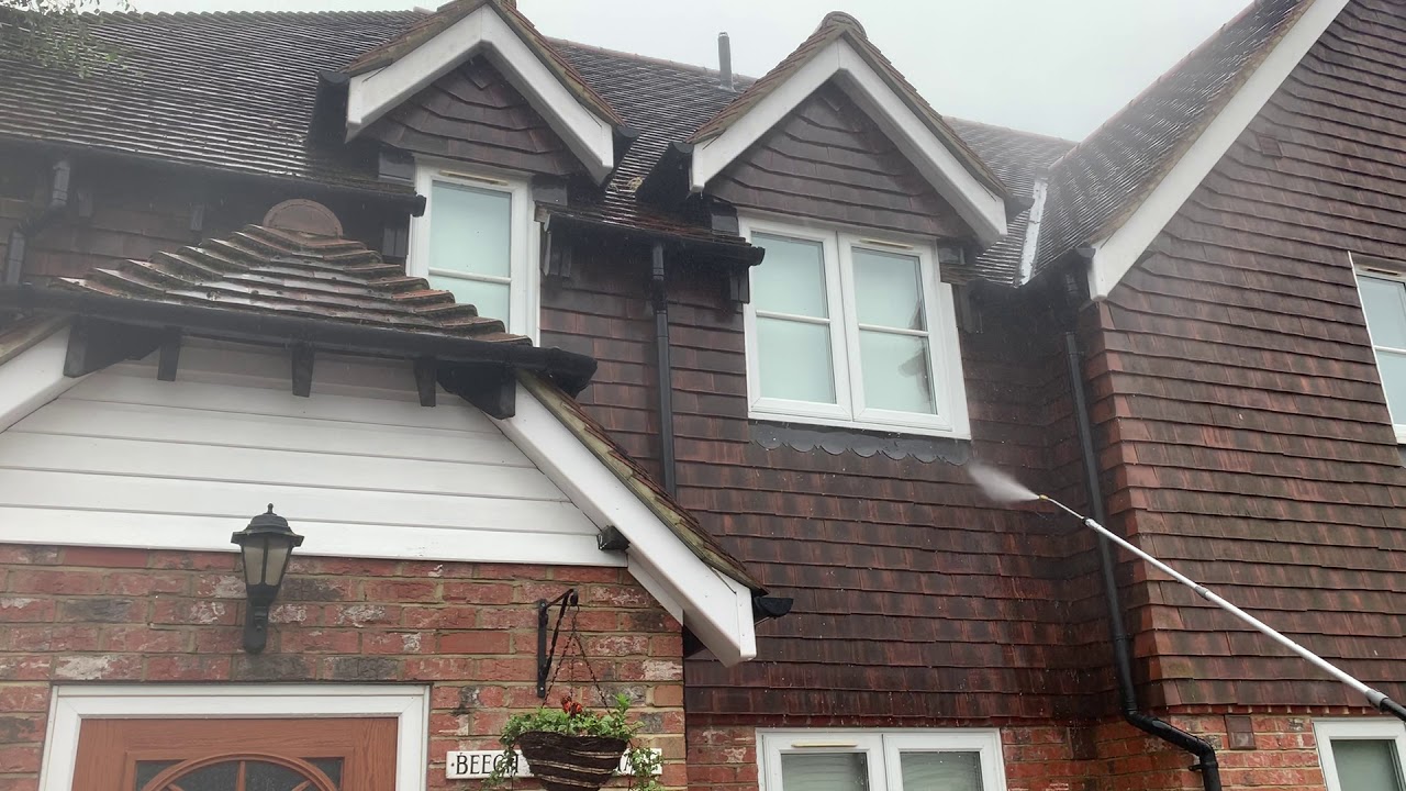 Gutter jet washing Rye East Sussex - YouTube