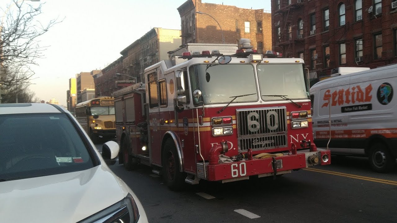 FDNY Engine 60 returning to quarters on Willis Avenue in the Mott Haven ...