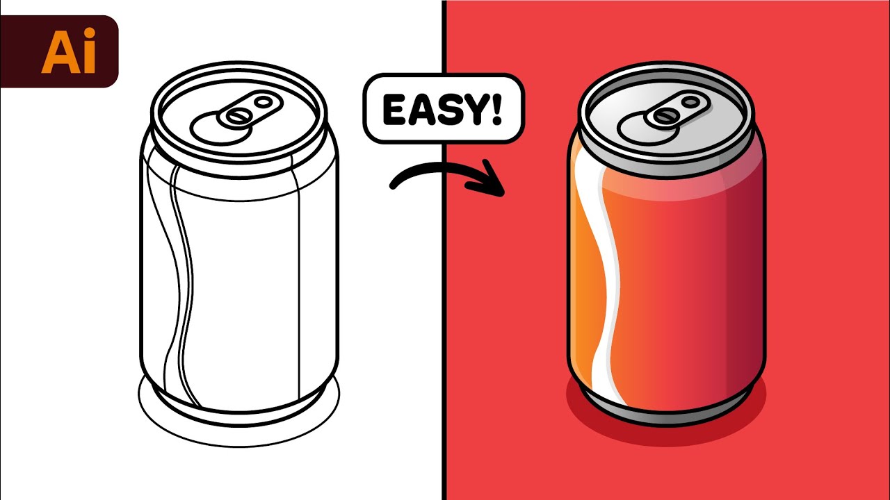 Illustrator Beginner Tutorial - Create Isometric Vector Soda Can - YouTube