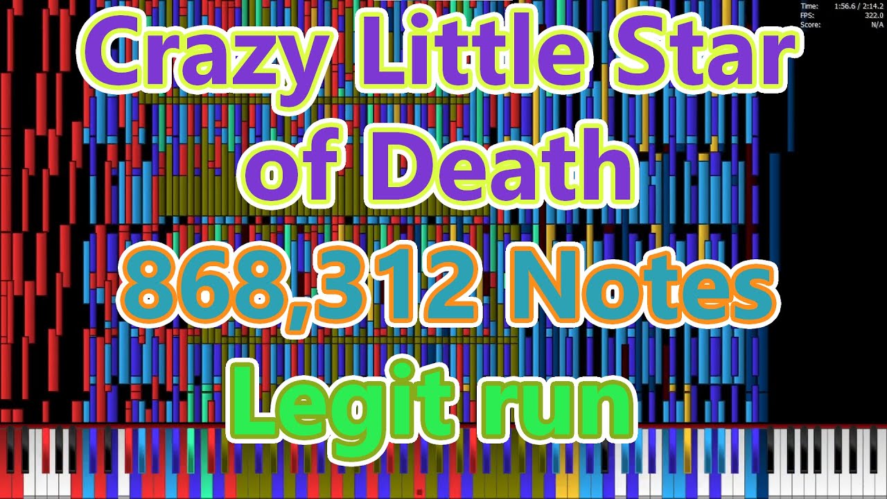 [Black MIDI] Crazy Little Star of Death 868,312 Notes [Legit run] - YouTube