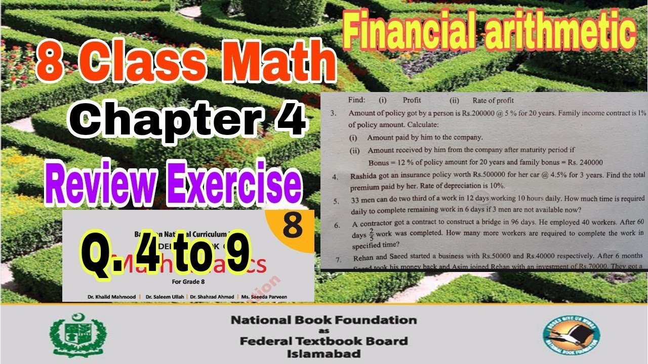 Class 8 Math Chapter 4 Review Exercise | Financial arithmetic |SNC|NBF ...