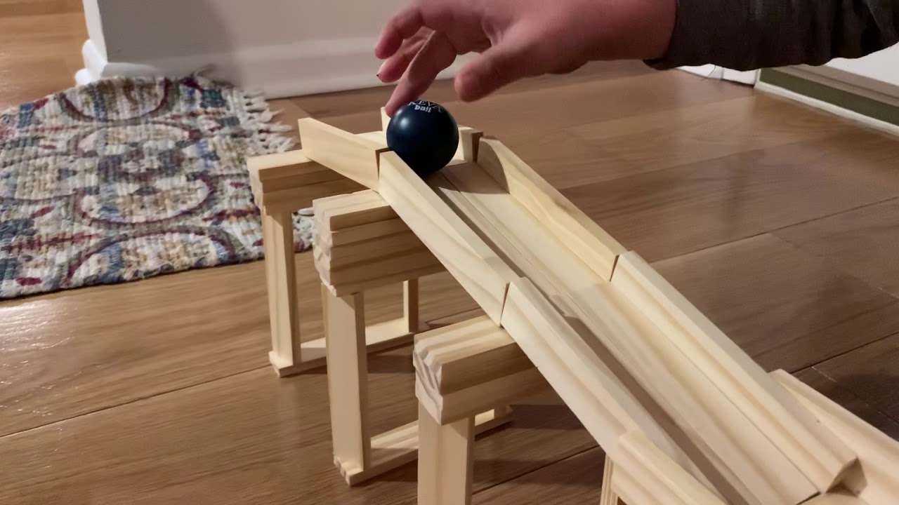 Wood ball slide made from blocks - YouTube