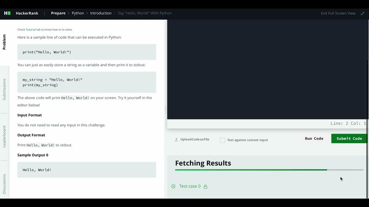 Hackerrank Python Solution 1 Introduction Python Say Hello World With Python Youtube