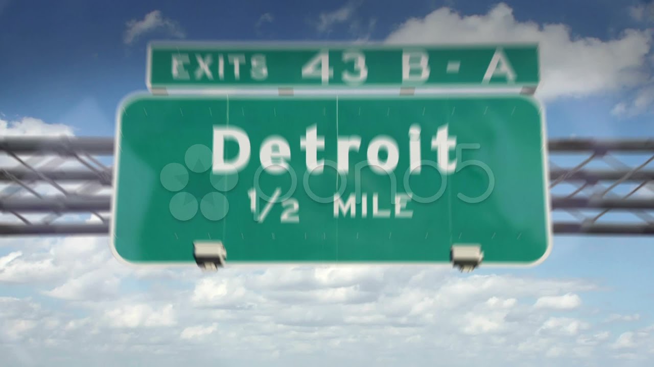 A Highwayinterstate Sign Going Into The City Of Detroit, Michigan ...
