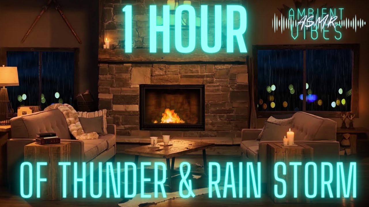 1 Hour Of Thunder/Lightening Rain Storm | Crackling/Rain Sounds | To ...