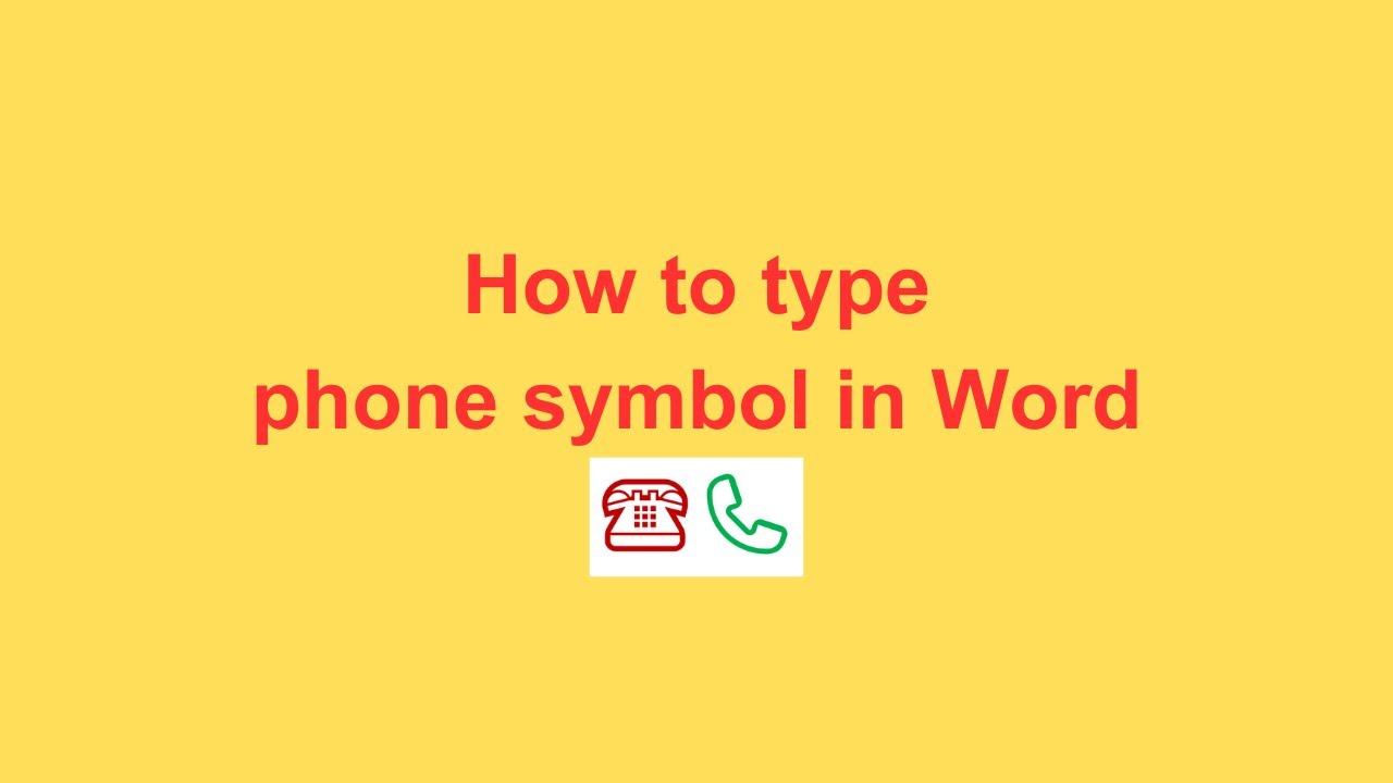 How to type phone symbol in Word - YouTube